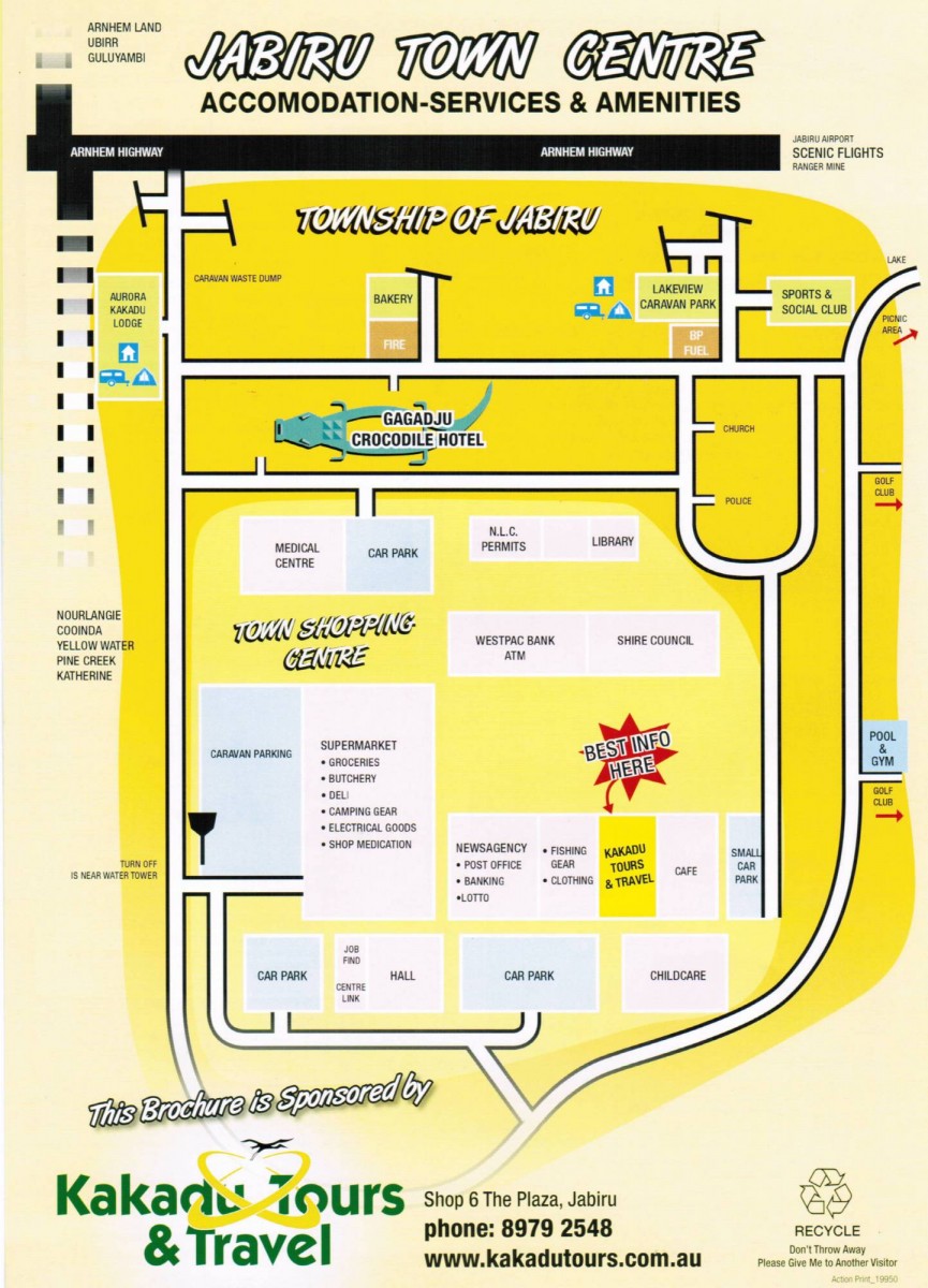 Jabiru Map - Kakadu Tours & Travel